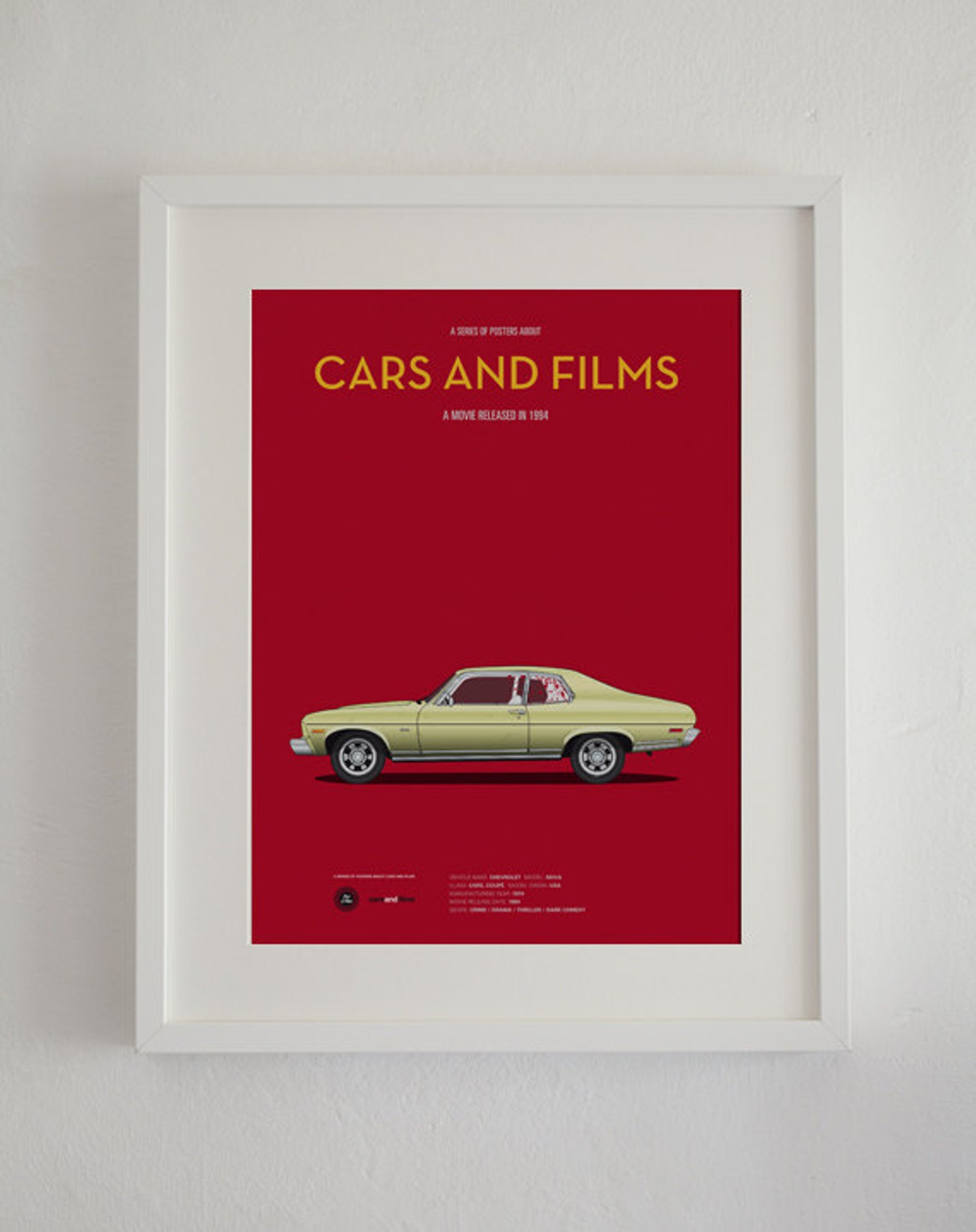 Pulp Fiction Car Movie Poster, Art Print Cars and Films, Film Art for ...