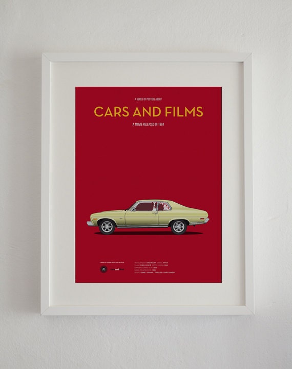 Pulp Fiction Car Movie Poster, Art Print Cars and Films, Film Art for ...