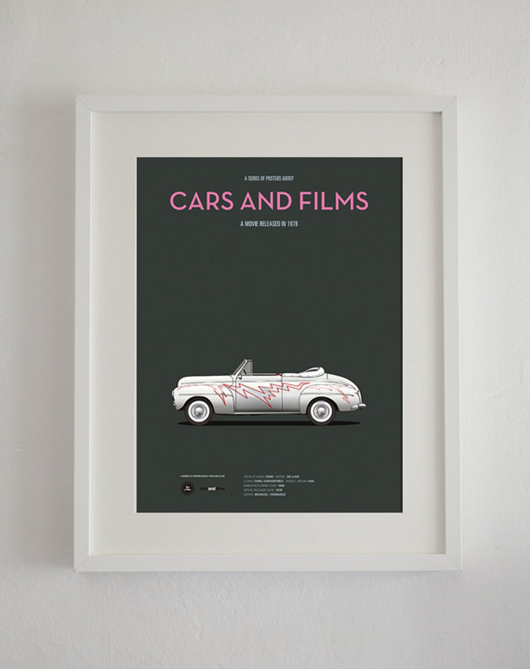 Grease Car Poster, Art Print Cars and Films, Film Art for Car Lovers ...