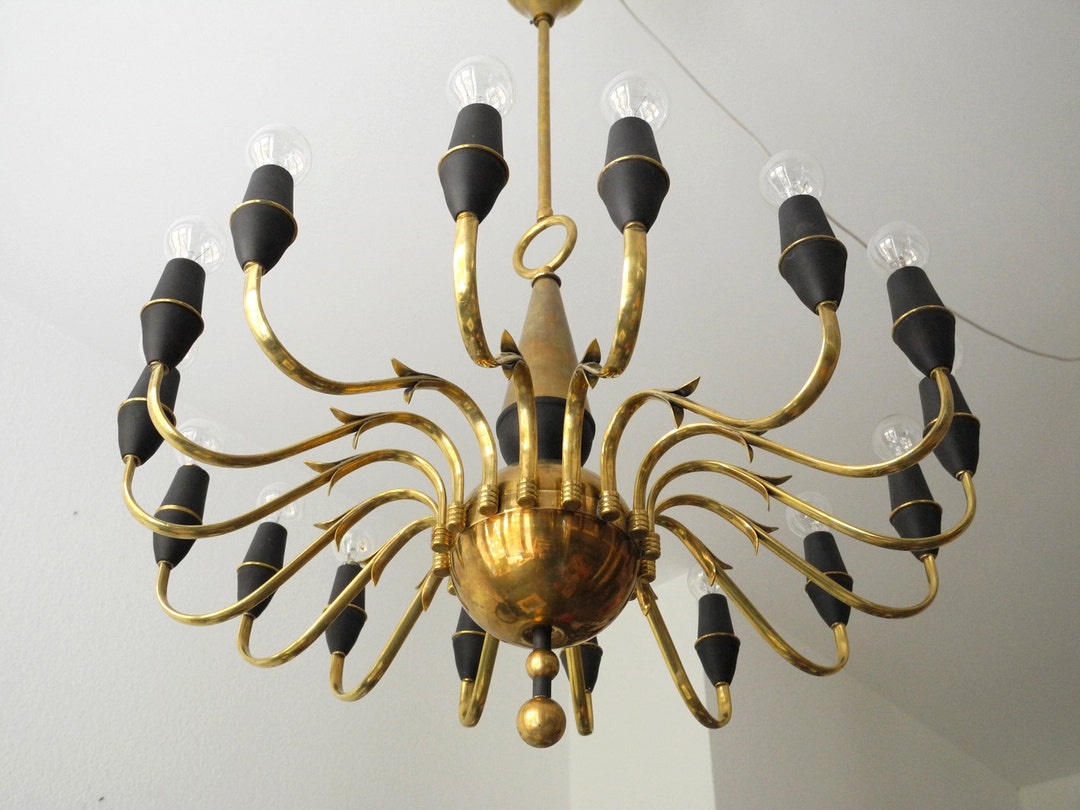Beautiful Gigantic Original Mid Century Brass Chandelier Stilnovo With ...