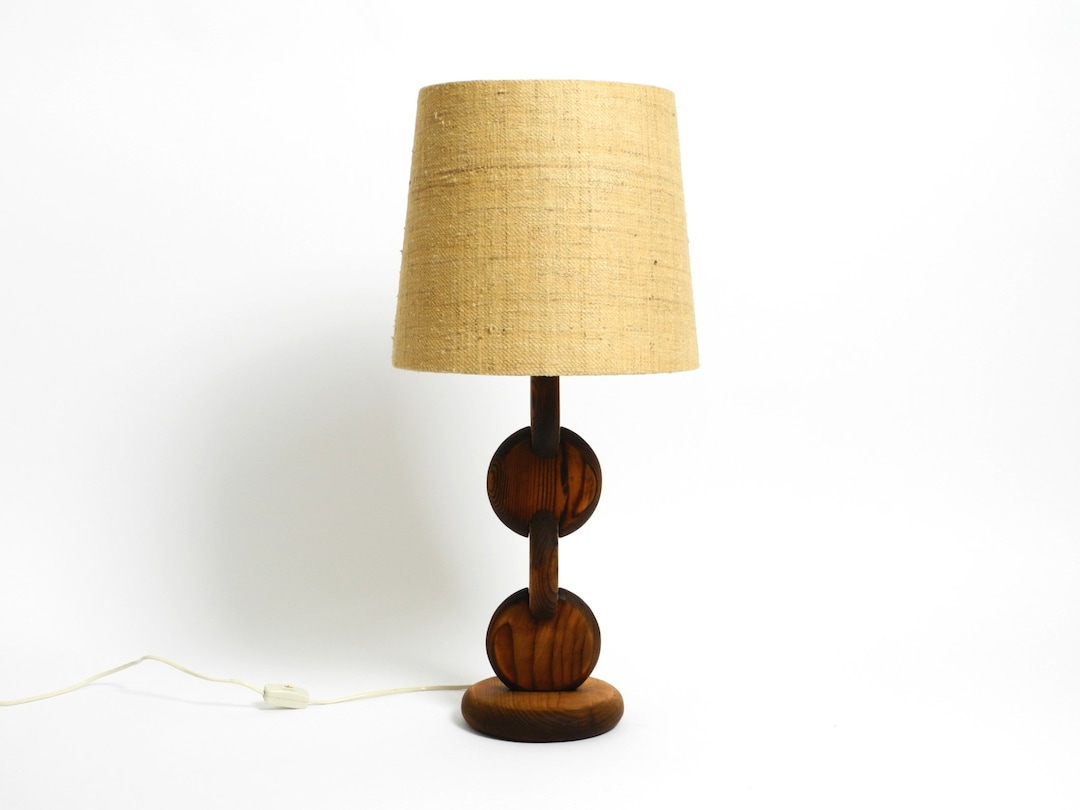 Large Rare Beautiful 1960s Table Lamp by Temde Made of Pinewood - Etsy