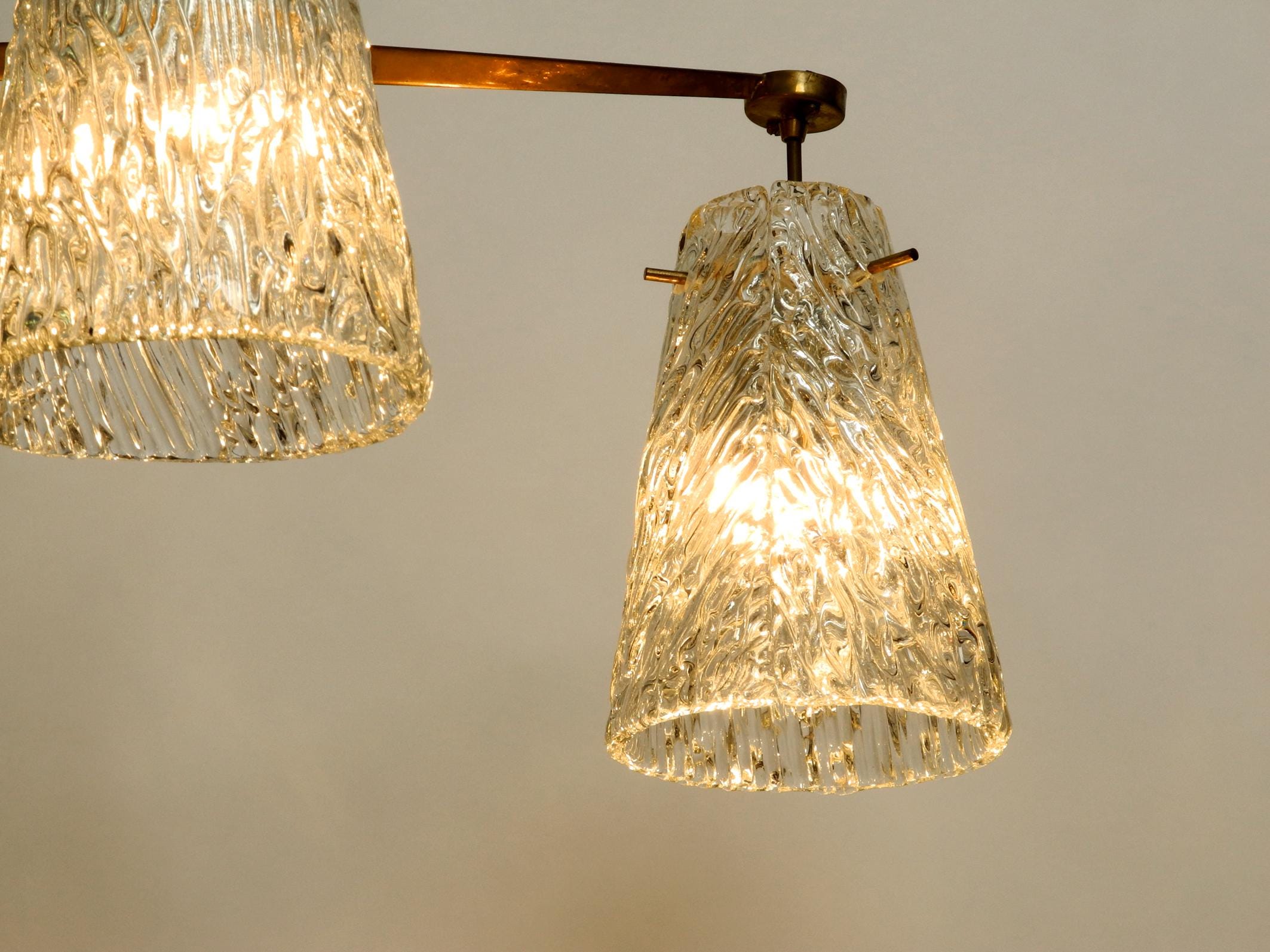 Beautiful Heavy Mid Century Modern Ceiling Lamp With Three Glass Shades ...