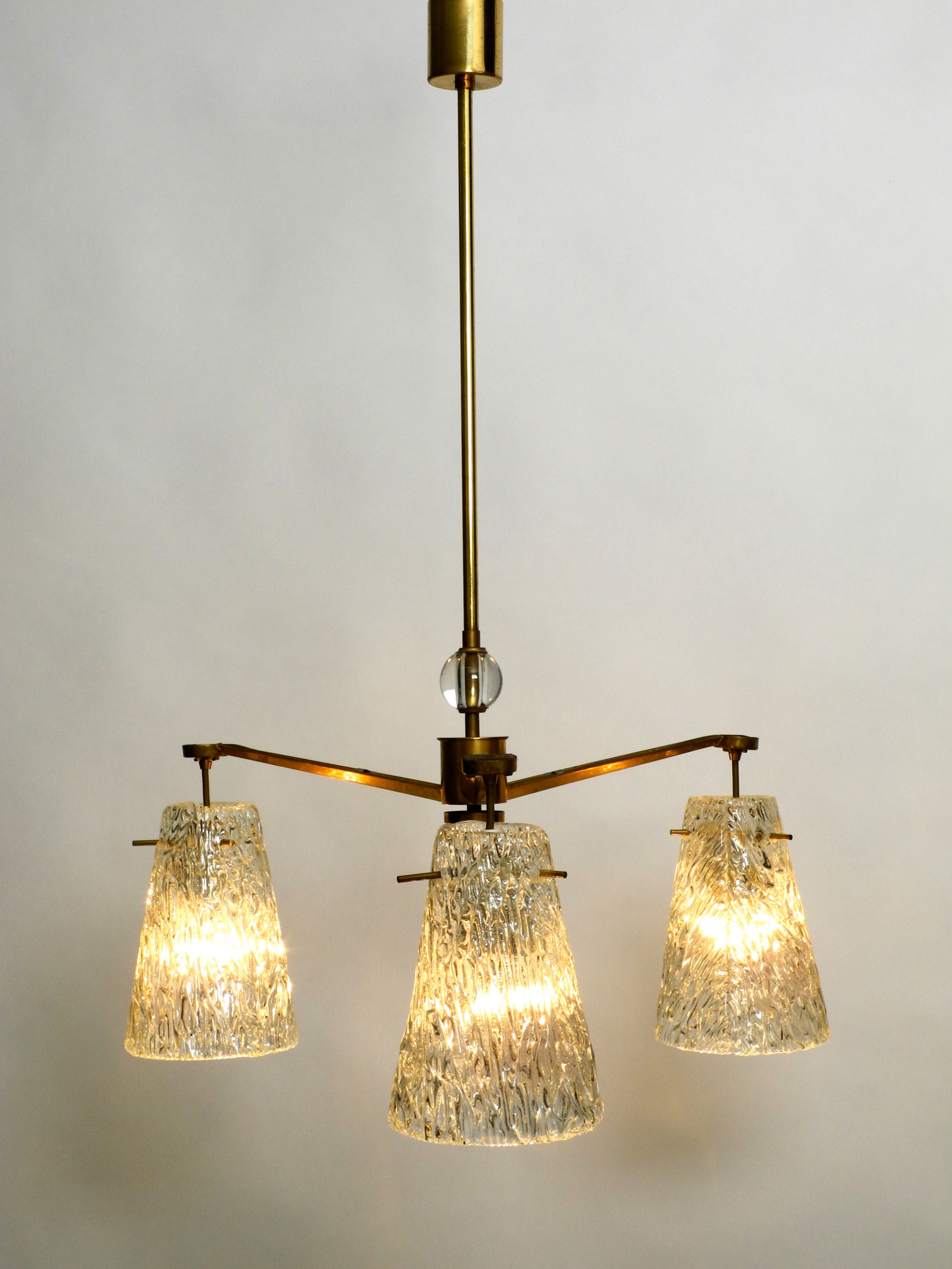 Beautiful Heavy Mid Century Modern Ceiling Lamp With Three Glass Shades ...
