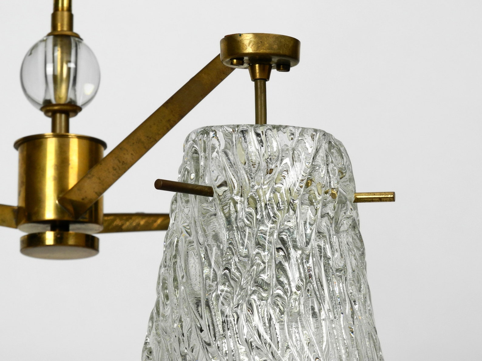 Beautiful Heavy Mid Century Modern Ceiling Lamp With Three Glass Shades ...