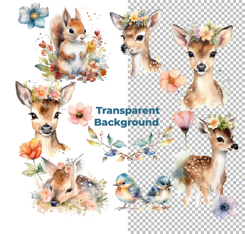 Forest Animals Clipart Bundle Watercolor Woodland Bundle - Etsy