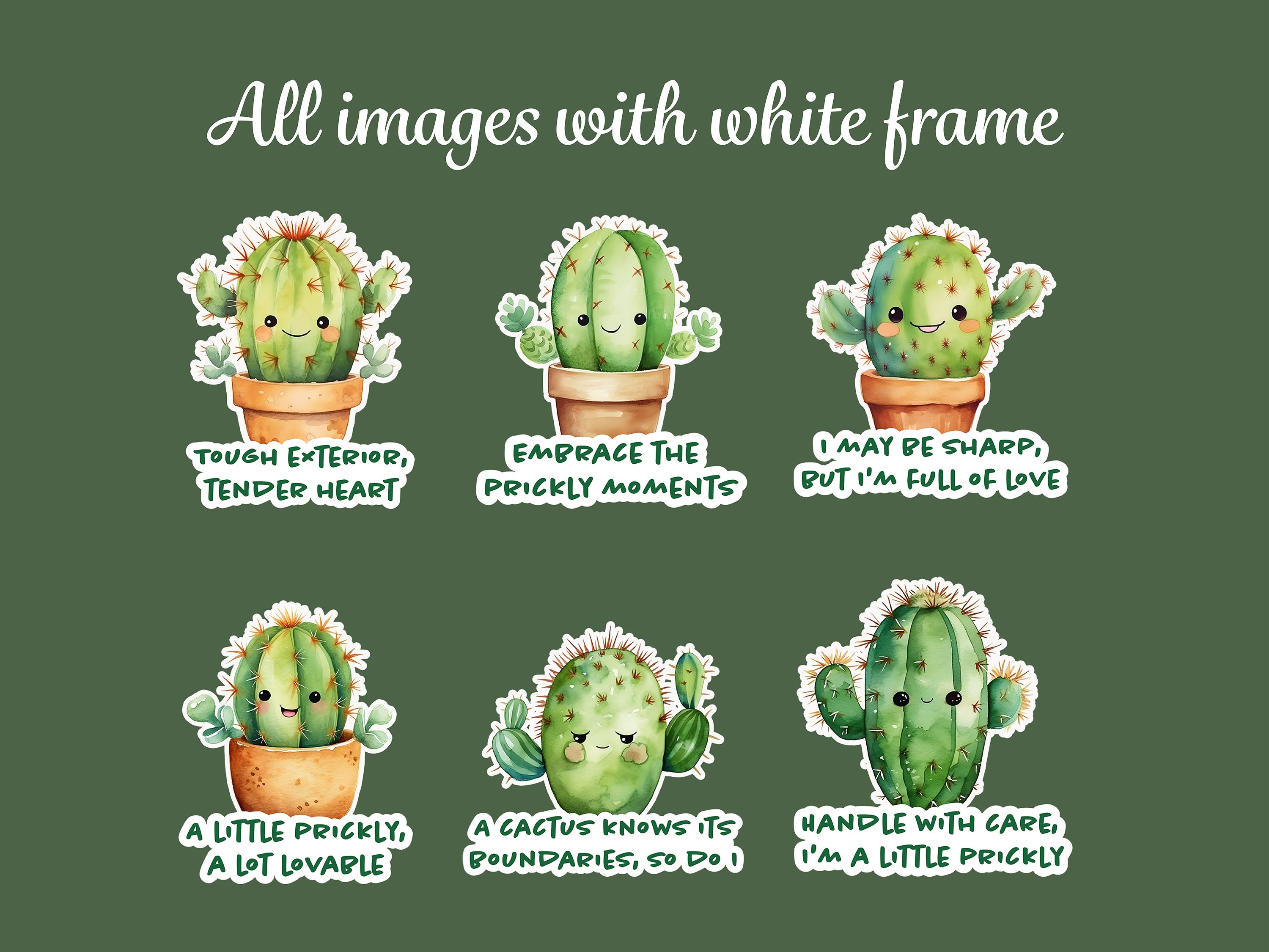 Cactus Quotes Stickers Watercolor Cactus Sticker Funny Cactus - Etsy