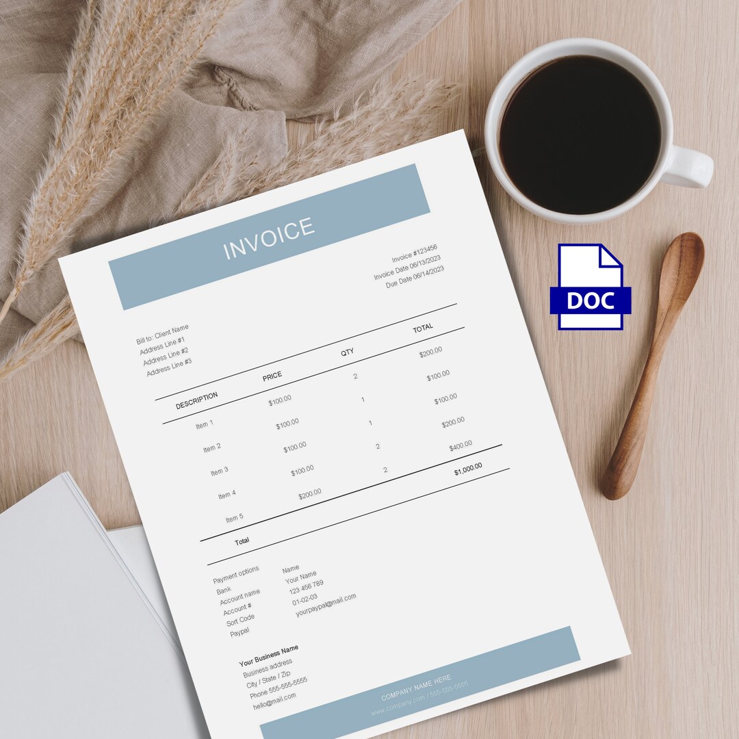 Invoice Template Small Business Word Invoice Business Template - Etsy ...