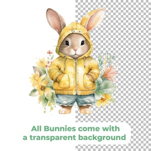 Bunny Sticker Watercolor Bunnies Clipart Bundle Bunny Printable Sticker ...