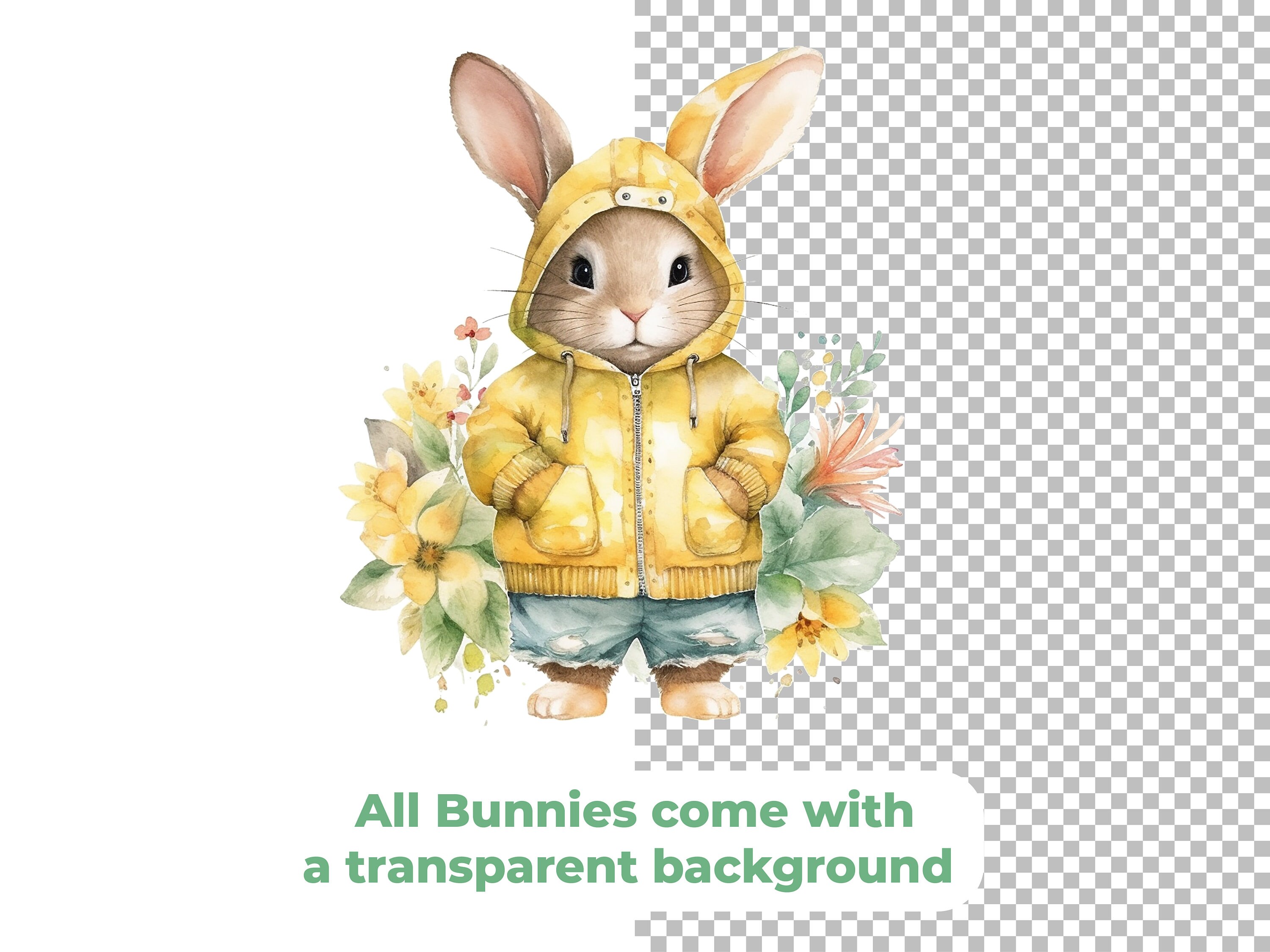 Bunny Sticker Watercolor Bunnies Clipart Bundle Bunny Printable Sticker ...