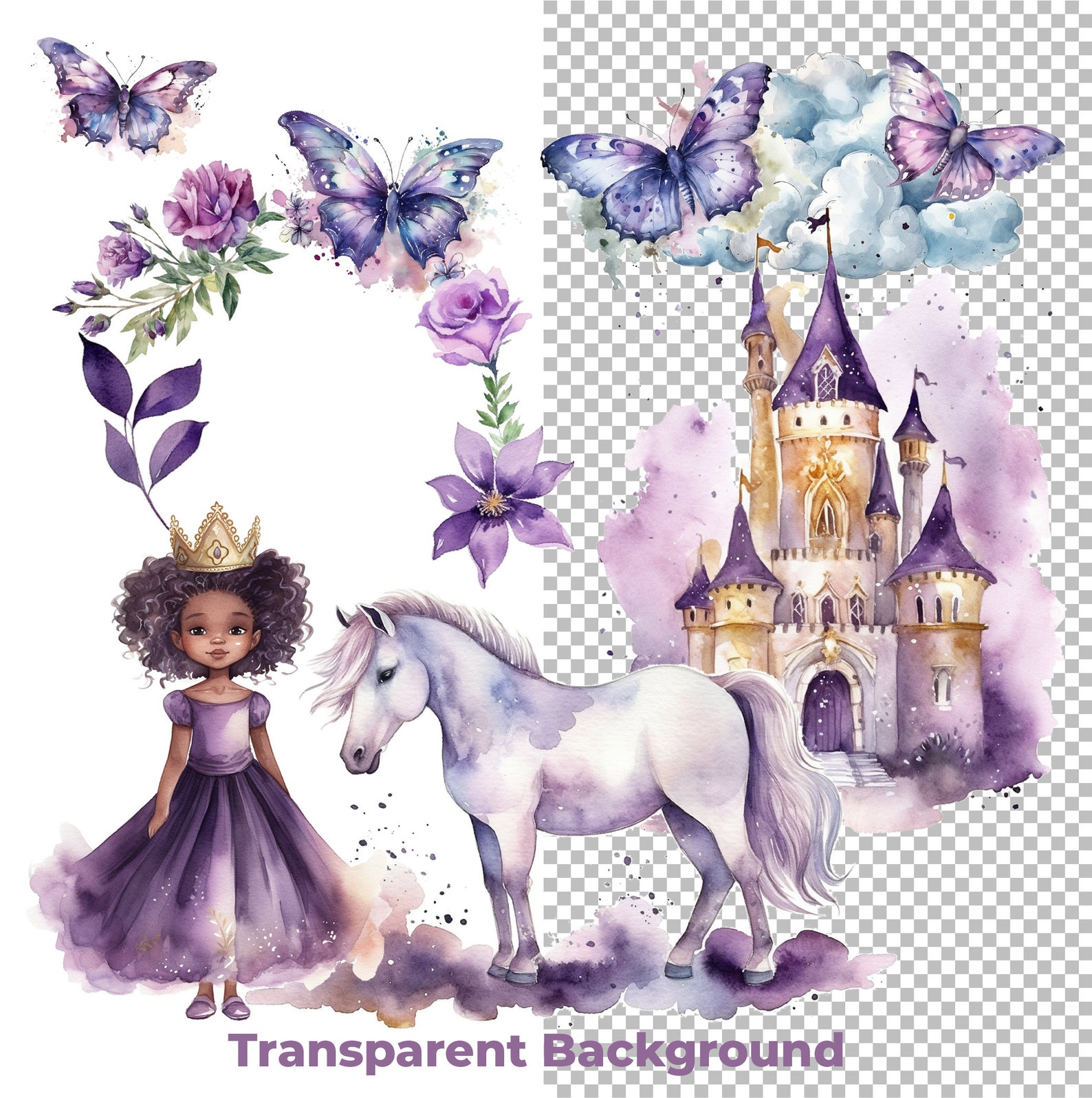 Watercolor Princess Bundle Fairy Tale Clipart Watercolor - Etsy