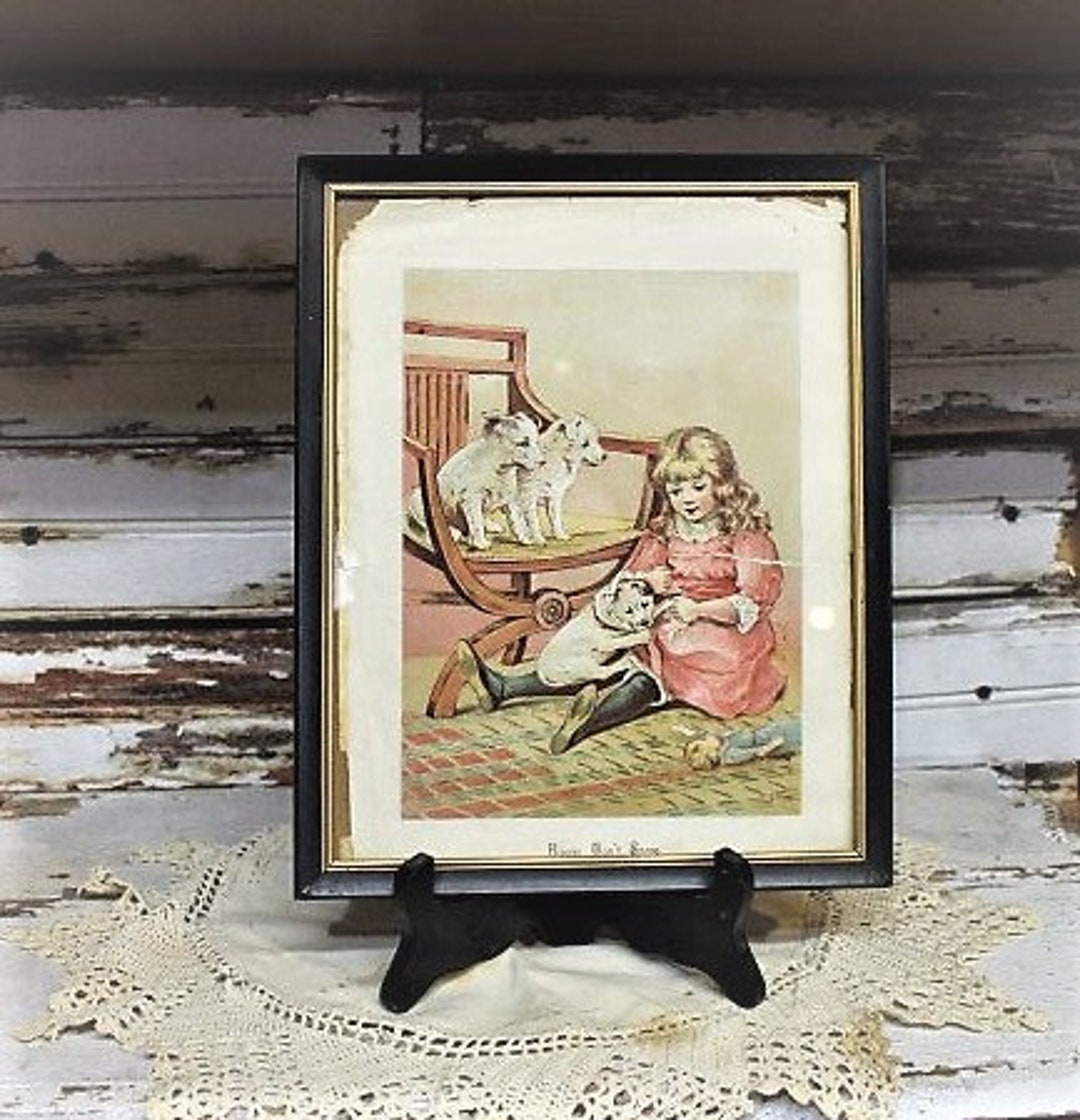 Vintage Color Print-framed-nipper Won't Snore-old - Etsy
