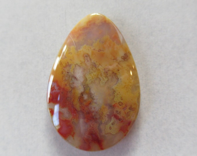 Agate Regency Rose Plume Agate Pendant Cabochon Gold Red Colors Idaho ...