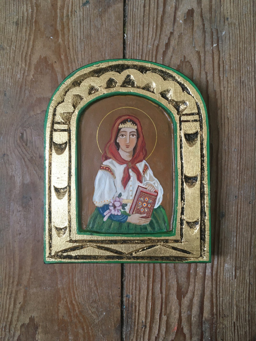Saint Dymphna, Coptic Icon by Rania Kuhn - Etsy
