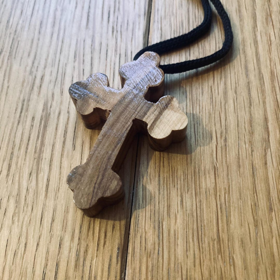 Coptic Olive Wood Cross Pendant - Etsy