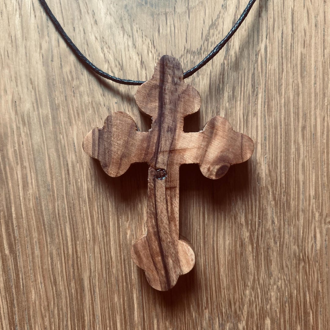 Coptic Olive Wood Cross Pendant - Etsy