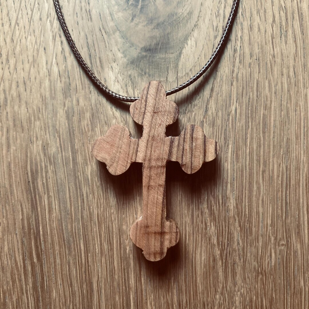Coptic Olive Wood Cross Pendant - Etsy