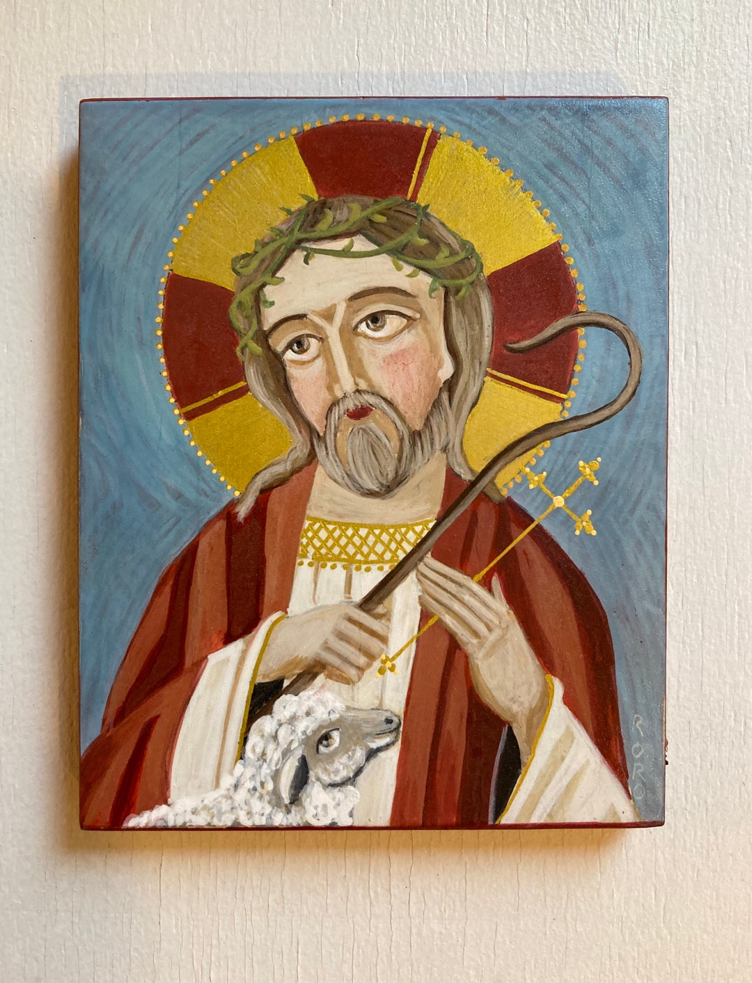 Jesus the Shepard, Icon by Rania Kuhn - Etsy