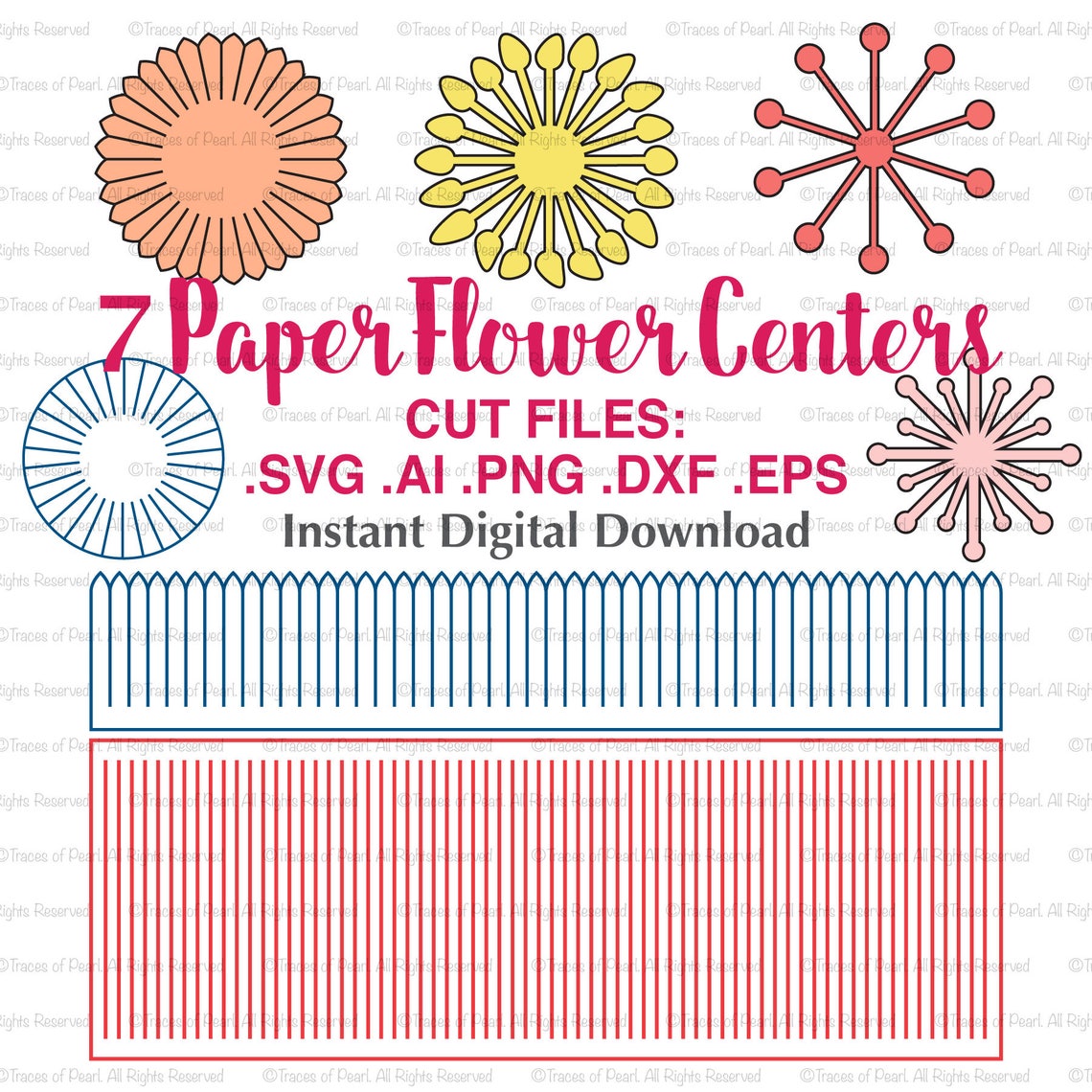 Paper Flower Centers SVG File Stamen Cutting Files for Paper | Etsy UK