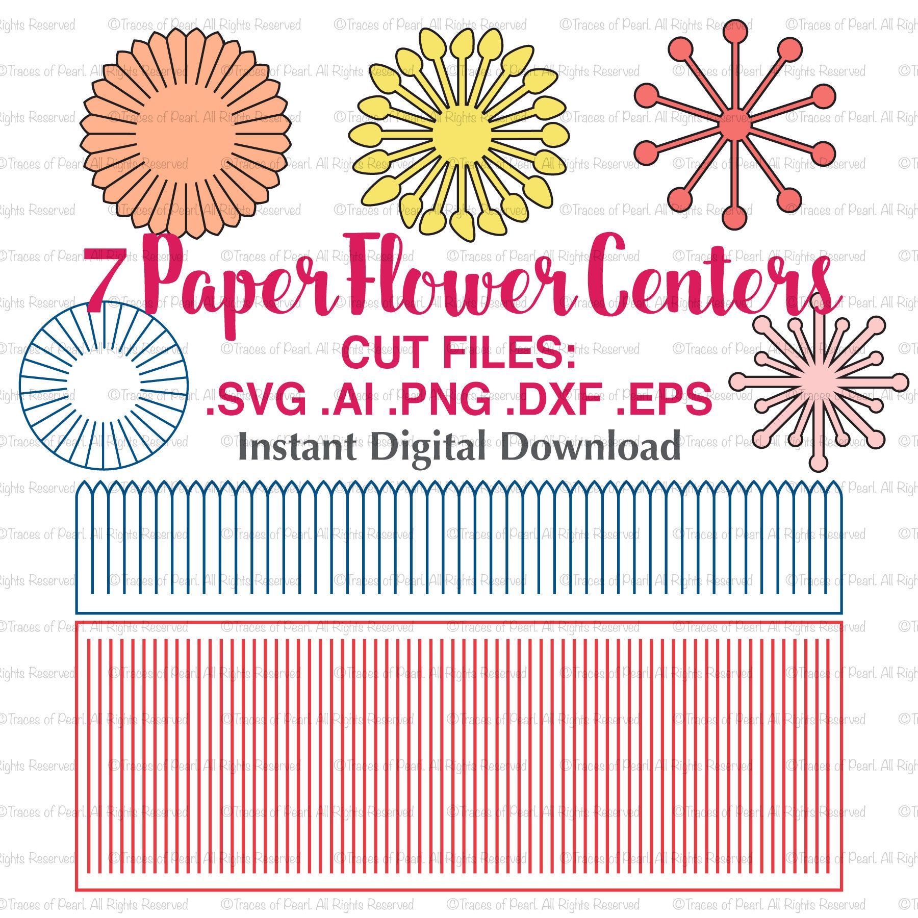 Paper Flower Centers SVG File Stamen Cutting Files for Paper - Etsy