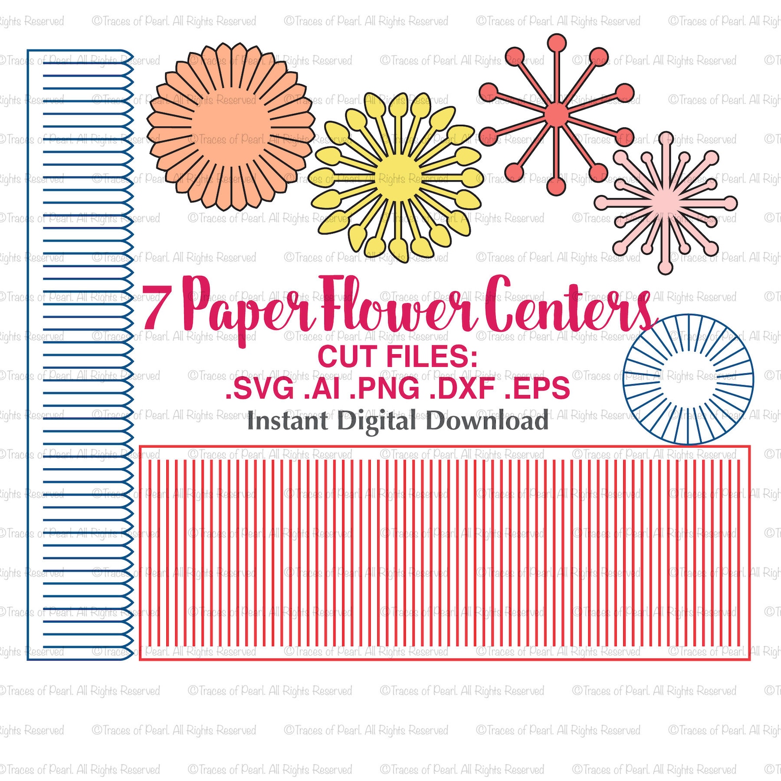 Paper Flower Centers SVG File - Stamen Cutting Files for Paper Flower ...