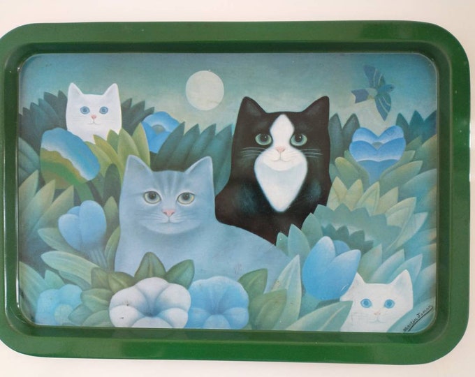 Vintage Cat Tray, Martin Leman for J. Luber 1970 Metal - Etsy