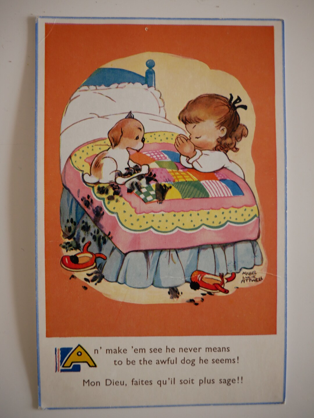 RARE Old Mabel Lucie Attwell Valentine's Postcard Bilinguial French ...