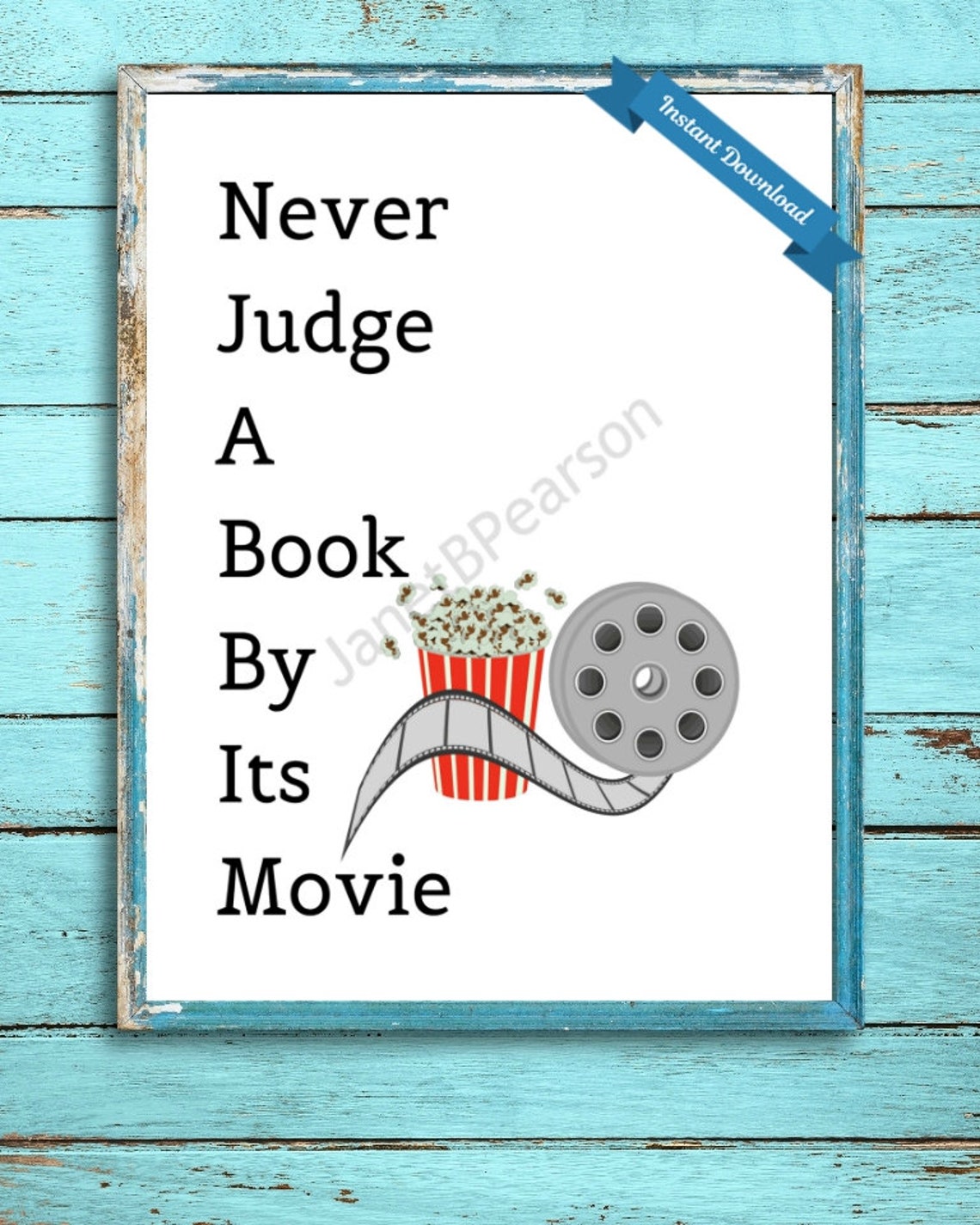 Never Judge A Book by Its Movie Printable. Wall Art for Book - Etsy