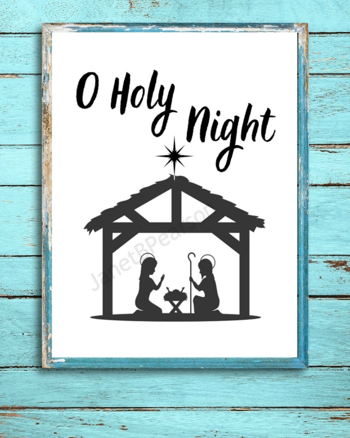 O Holy Night Printable Art Jesus Birth Digital Download - Etsy