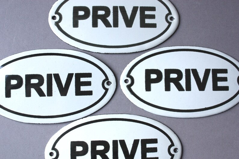 Prive Sign Enamel Door Sign - Etsy