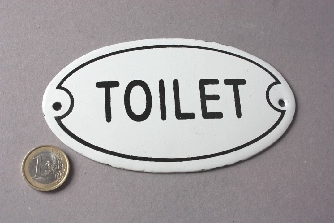 Toilet Sign Enamel Shabby, Door Sign, Wall Hanging Oval, Rustic WC Wall ...