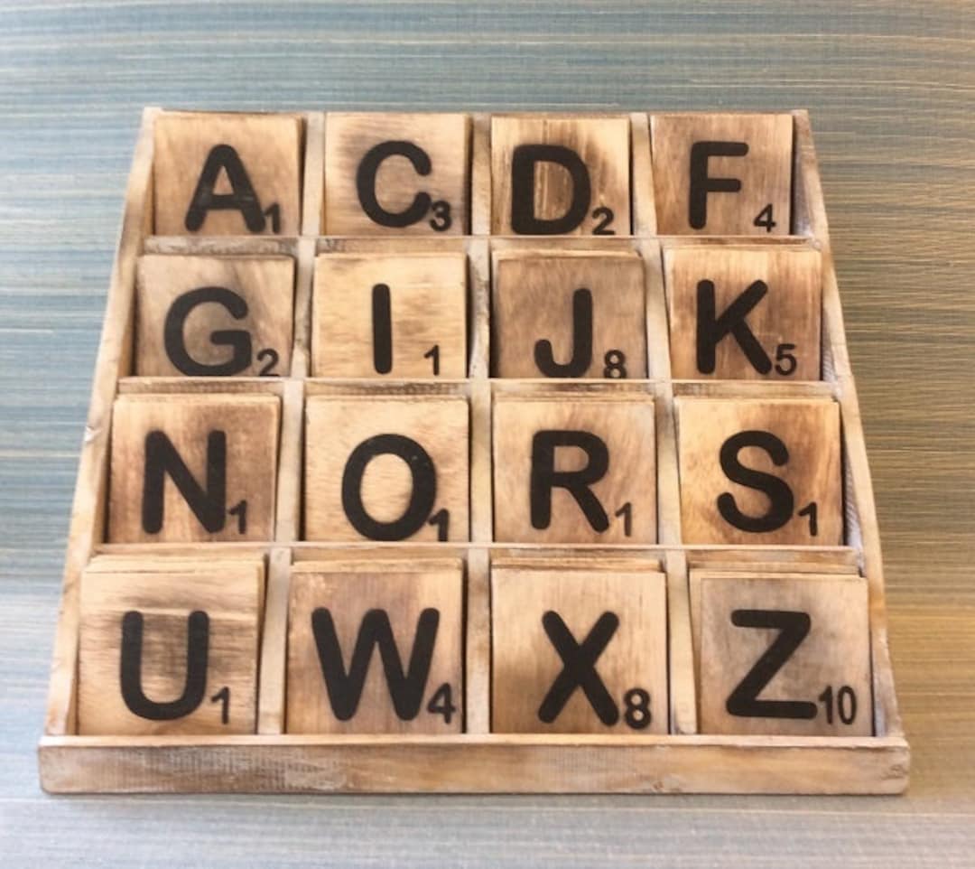10 Scrabble Tiles Letters Rustic Square Alphabet, Sign for Family Names ...