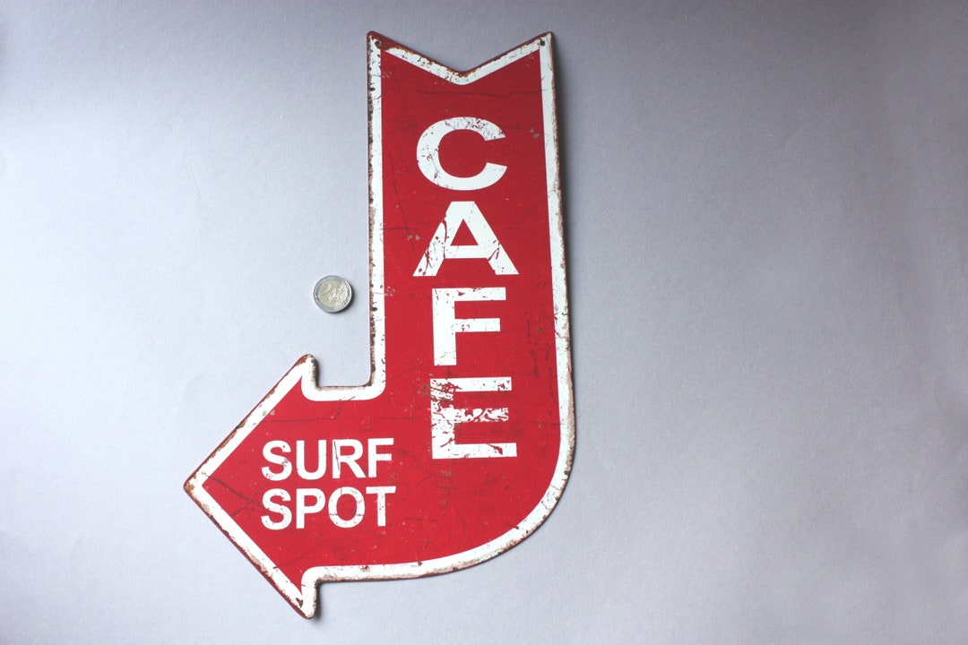 Cafe Surf Spot Sign Rustic Arrow Shabby Door Sign Vintage - Etsy