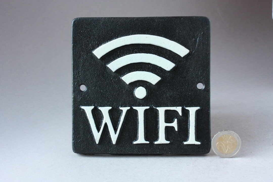 WIFI Sign, WLAN Door Sign, Wall Hanging, Wall Plaque Black White, Iron ...