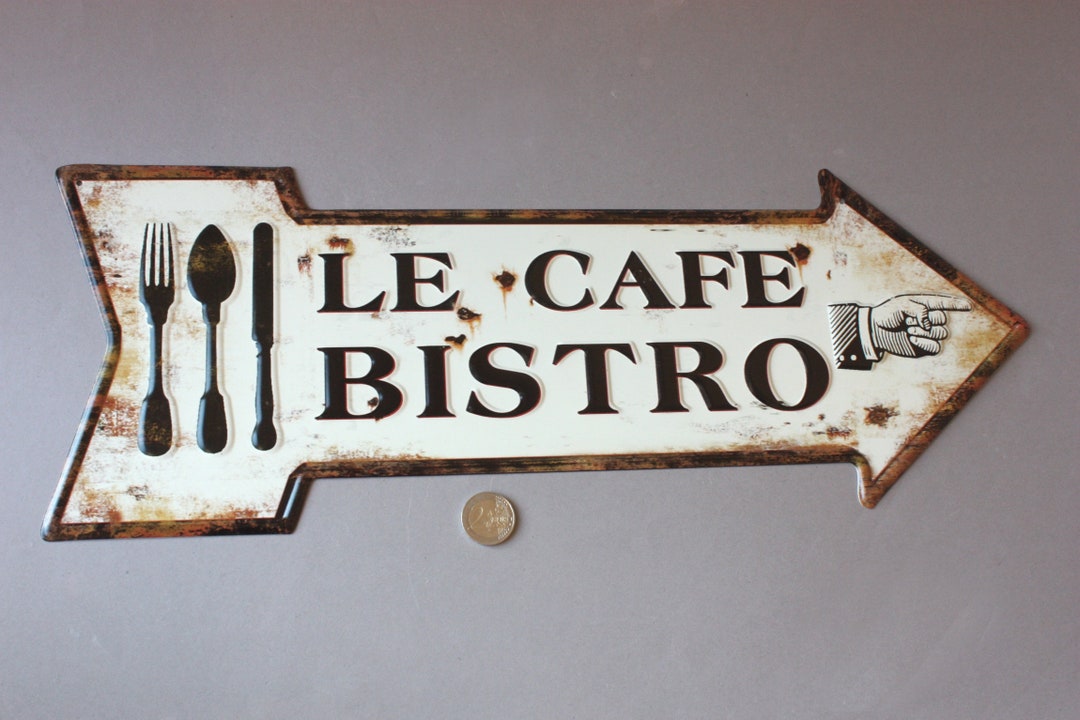 Cafe Bistro Sign Rustic Arrow Shabby, Door Sign, Wall Hanging, Wall ...