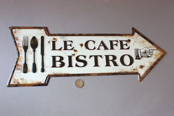 Cafe Bistro Sign Rustic Arrow Shabby Door Sign Wall Hanging | Etsy