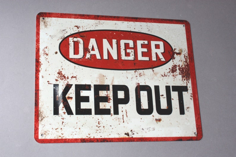 Danger Keep Out Door Sign, Funny Door Hanger, Metal Wall Hanging ...