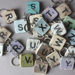 1 Key Chain Scrabble Tiles Letter Key Ring Pendant Rustic - Etsy