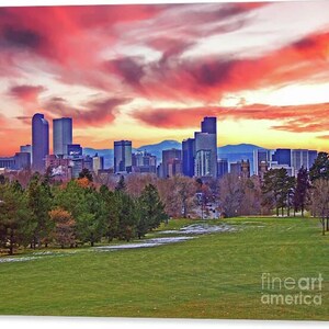 Sunset in Denver Colorado, Sunset, Beautiful Skyline Sunrise Over ...