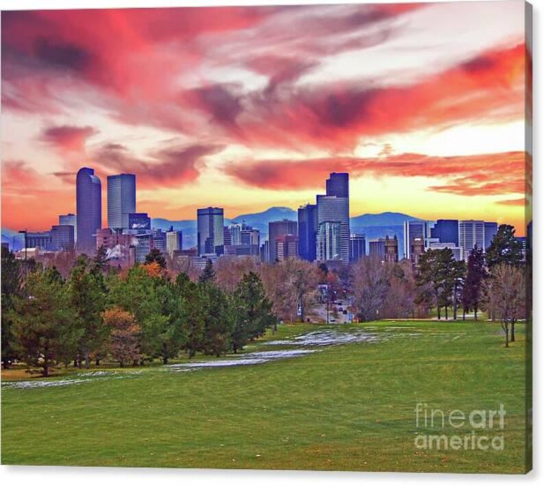 Sunset in Denver Colorado, Sunset, Beautiful Skyline Sunrise Over ...