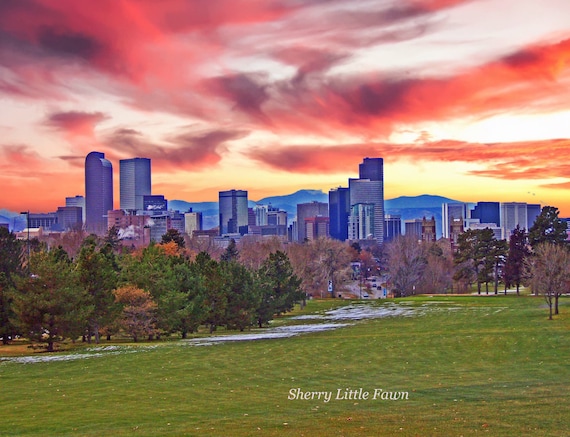 Sunset in Denver Colorado Sunset Beautiful Skyline Sunrise - Etsy