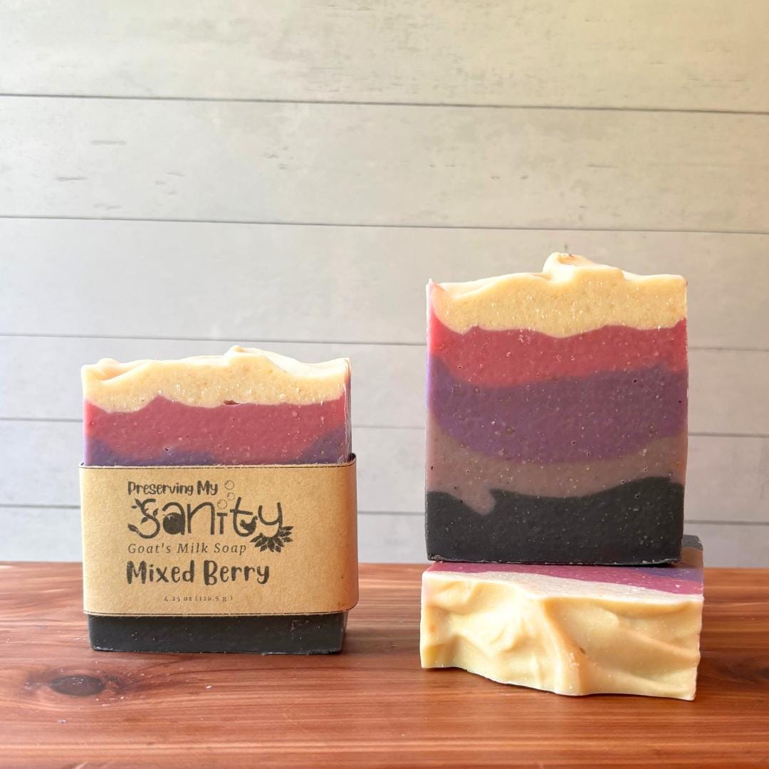 Mixed Berry Goat Milk Soap: Handcrafted Striped Soap - Etsy