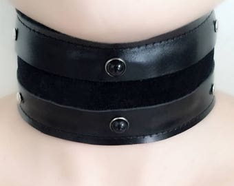 Black Leather Choker | Etsy