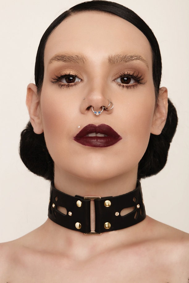 Leather Bdsm Collar Fetish Choker Bdsm Day Collar Bondage Choker