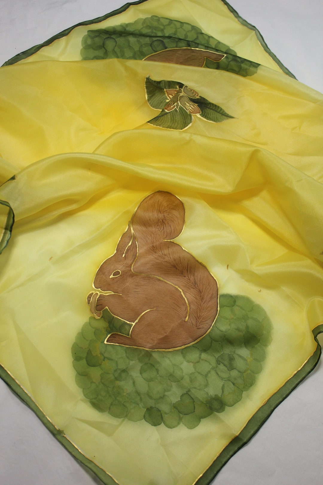 Vintage Scarf. Hand Painted, Hand Rolled and Signed. Large 35" Square ...