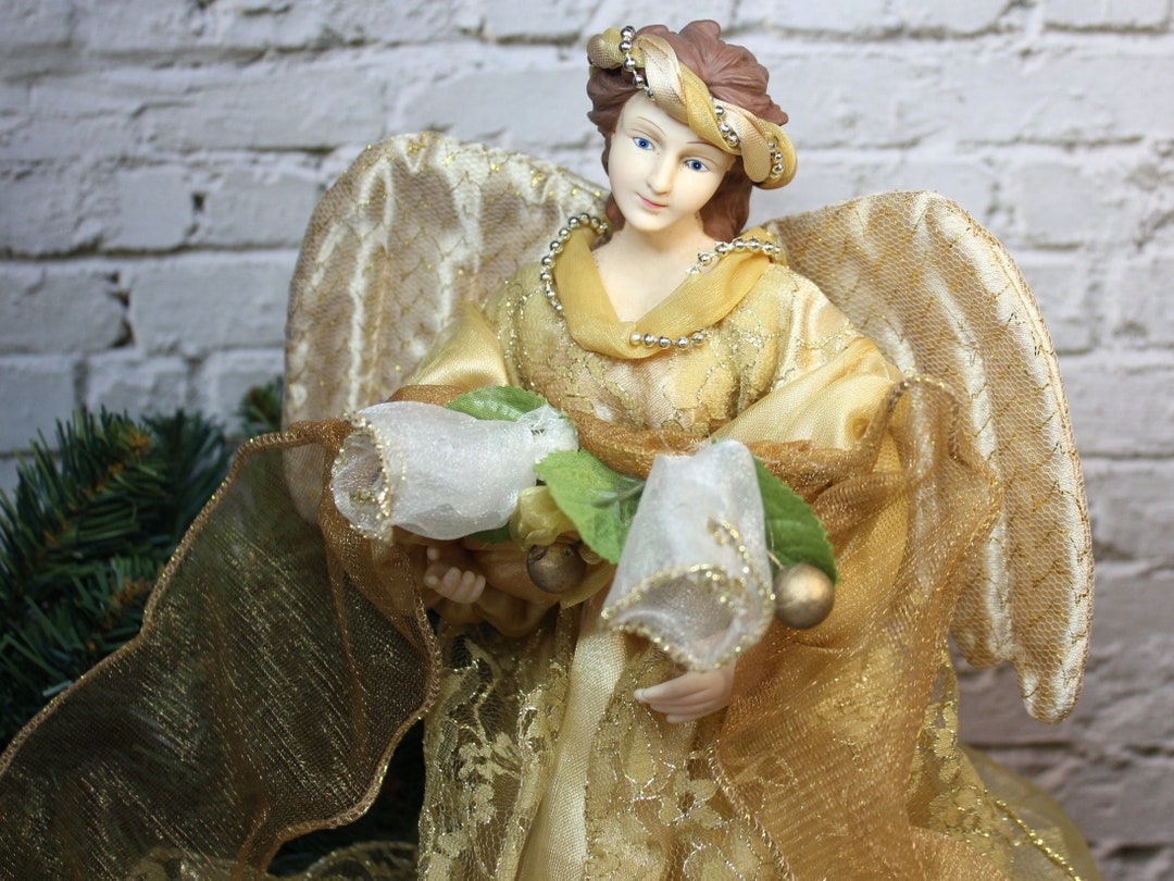 Vintage Angel Christmas Tree Topper. Gold and Lacey Tree Topper or ...