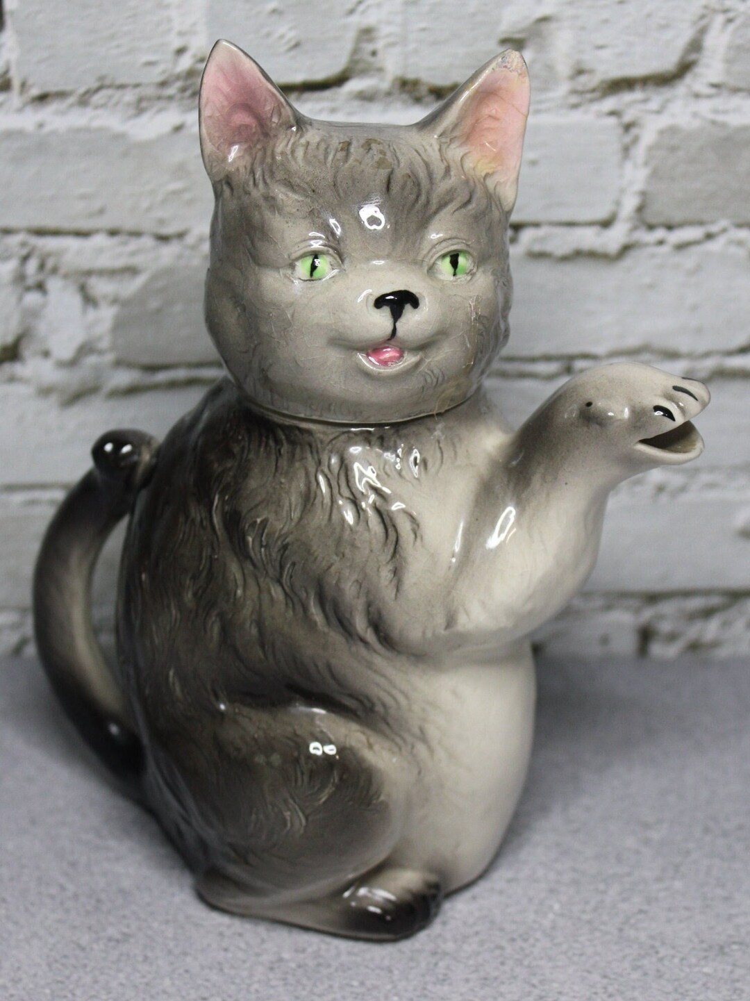 Vintage Cream Pitcher, Hand Painted. Three Legged Cat Oddity. 1950's ...