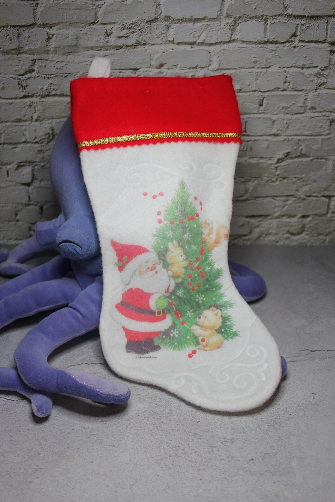 Vintage Christmas Stocking by Morehead Inc. Woodland Santa With ...