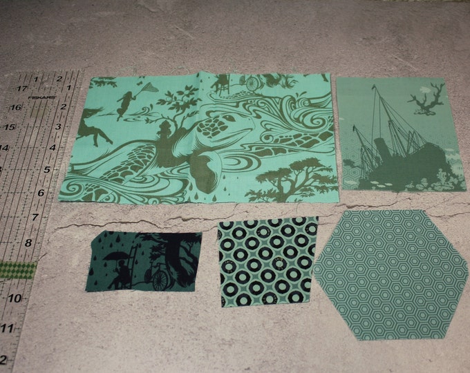 Tula Pink Neptune and Turtle Bay From Prince Charming Scrap. Rare OOP ...