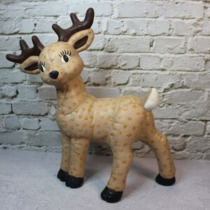 Vintage Ceramic Christmas Reindeer Decor. Unique Hand Painted Softy ...