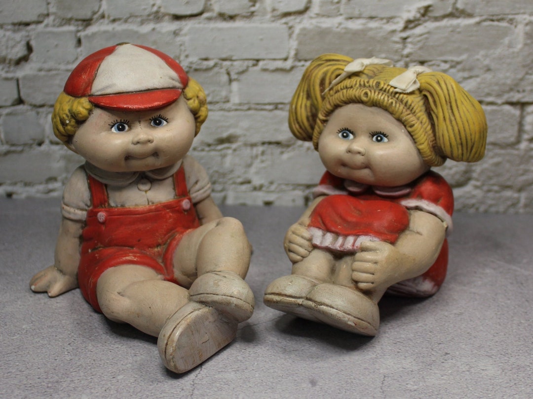 Vintage Cabbage Patch Kids Ceramic Hand Painted Figurines. Retro Red ...